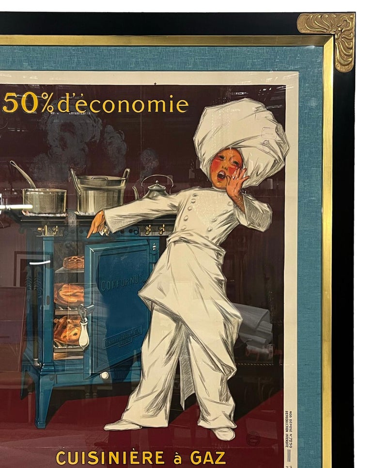 Framed, Original Vintage "Cuisiniere à GAZ Coffurnus" Poster by Jean d ...