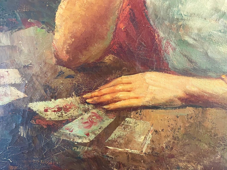 Framed Painting Representing Bohemian Gypsy Cartomancer, Signed ...