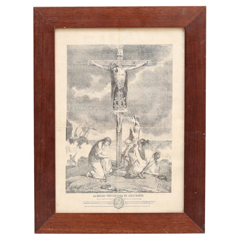 Framed Print of Jesus on the cross, Engraving on Paper, circa 1930 For ...