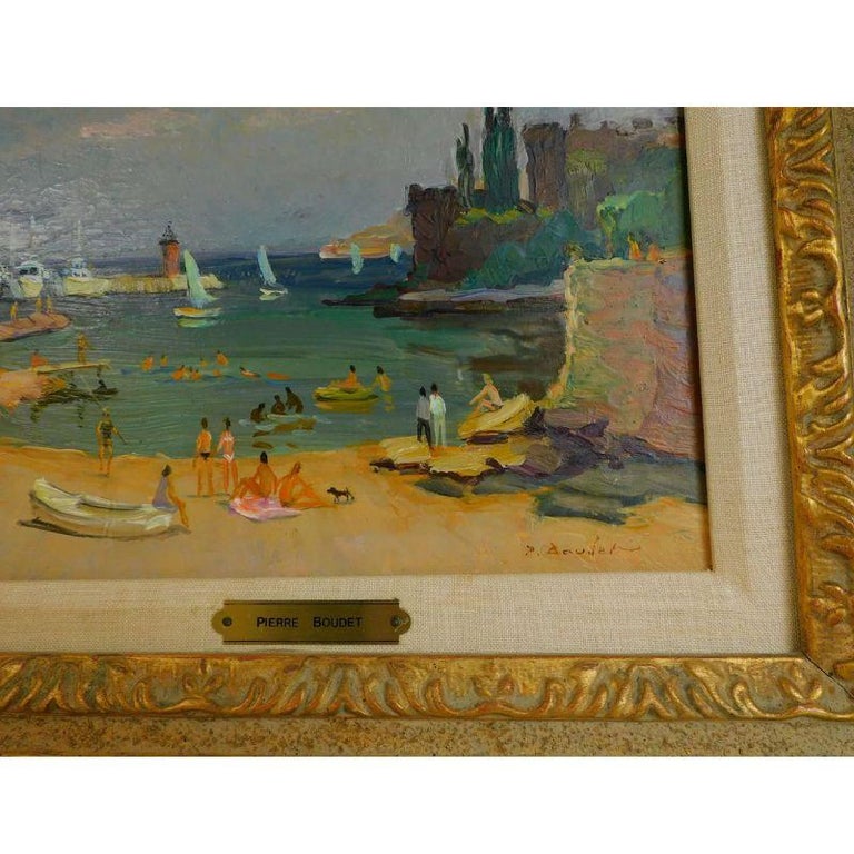 Framed Seaside Oil Painting by Pierre Boudet For Sale at 1stDibs