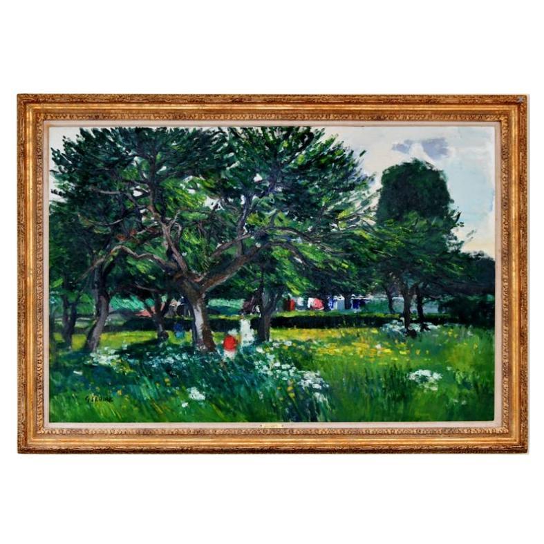Framed Trees of Normandie Painting by Gaston Sebire For Sale at 1stDibs