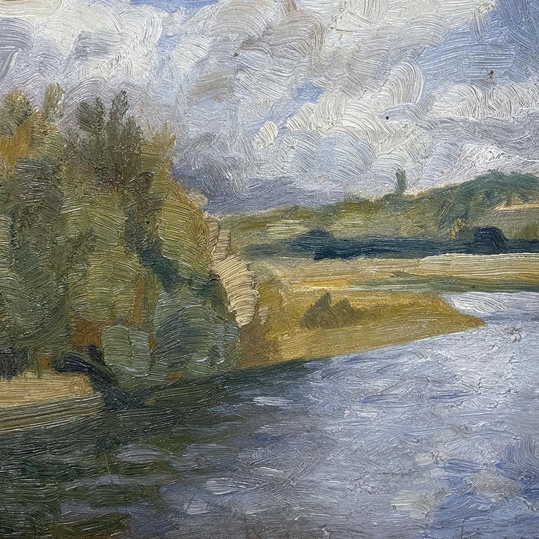 Framed Triptych Oil Painting on Board For Sale at 1stDibs