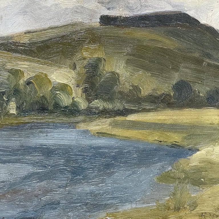 Framed Triptych Oil Painting on Board For Sale at 1stDibs