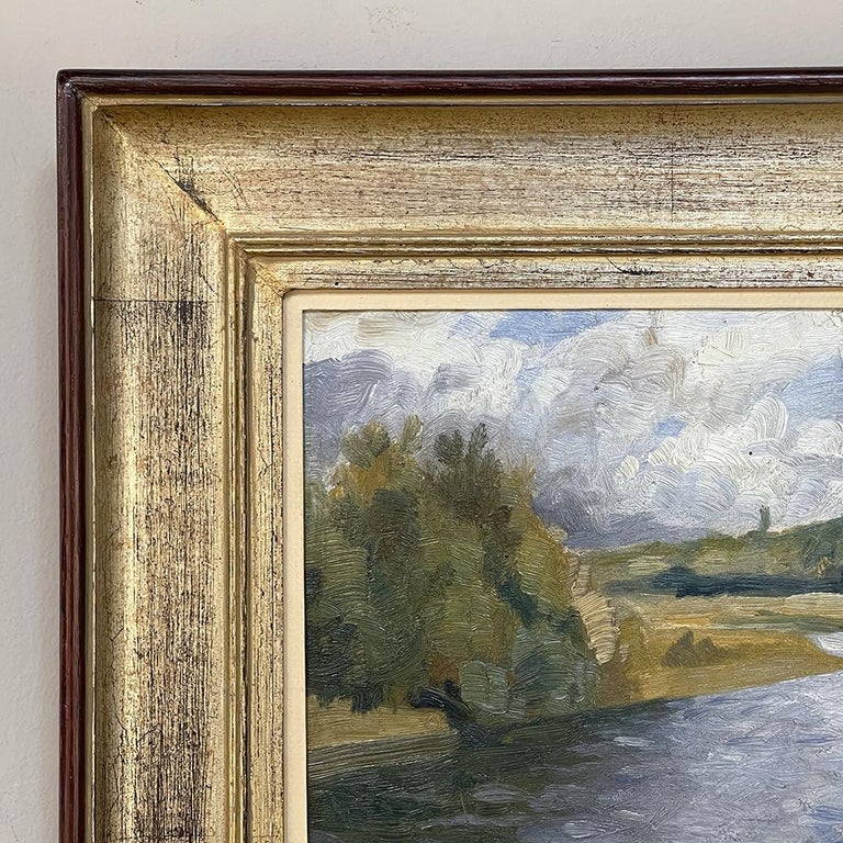 Framed Triptych Oil Painting on Board For Sale at 1stDibs