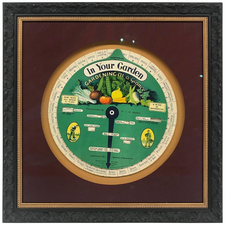 Framed Vintage English Planting Wheel For Sale at 1stDibs