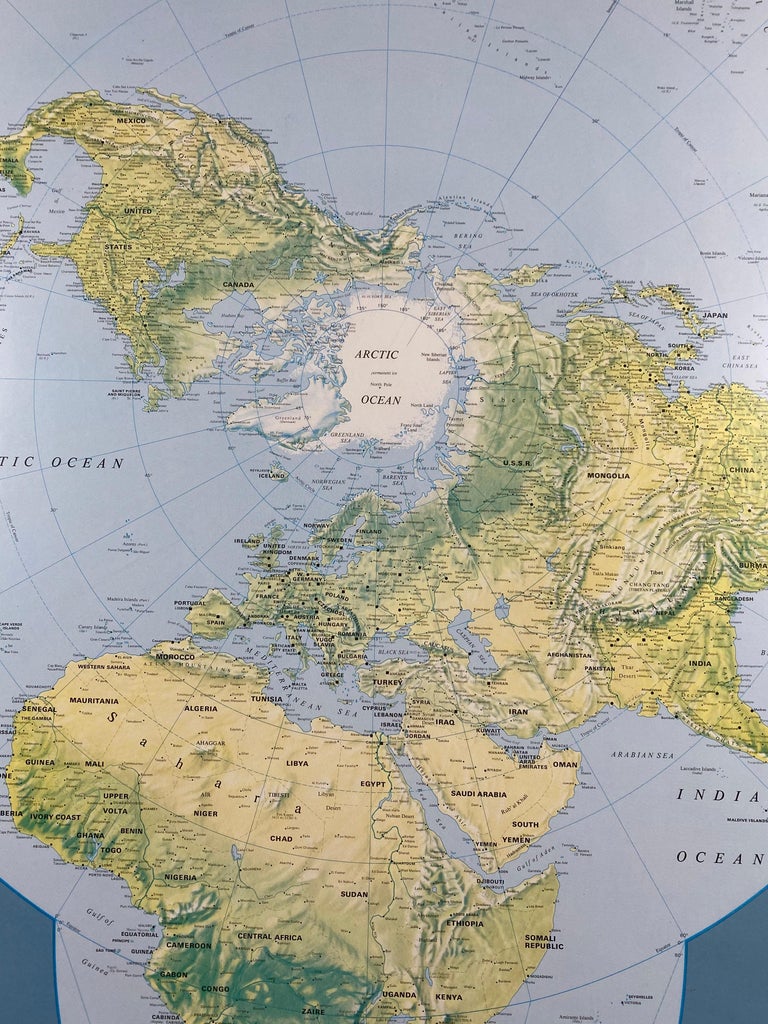 Framed World Map by Scandinavian Airlines, Esselte Map Service 1979 For ...