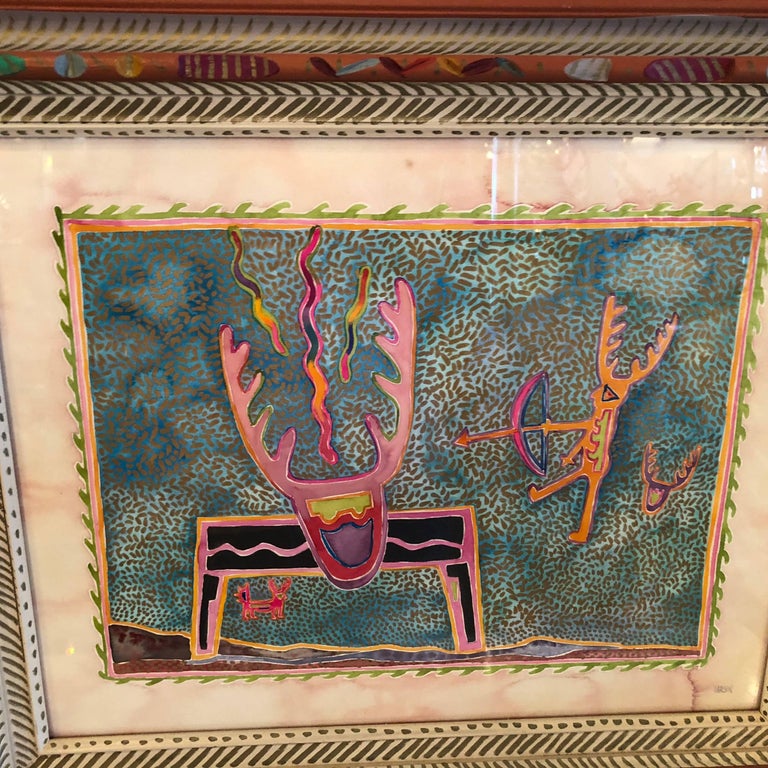 Fran Larsen Signed Southwestern Art Watercolor Painting and Frame For ...