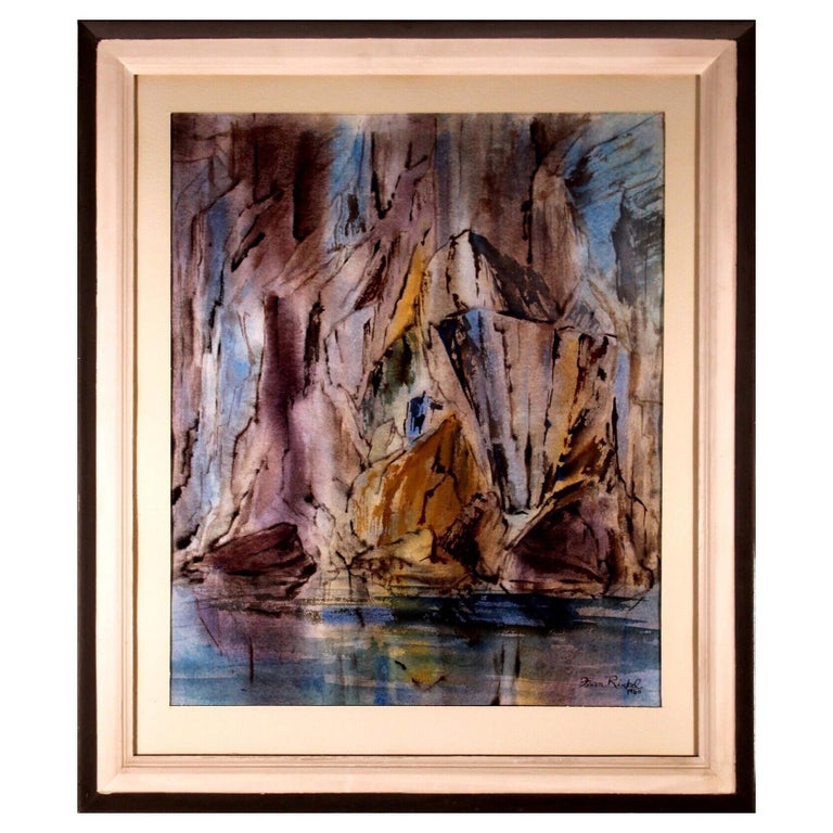 Fran Rinkel Agatha Gorge 1960 Signed Modern Gouache Watercolor on Paper ...