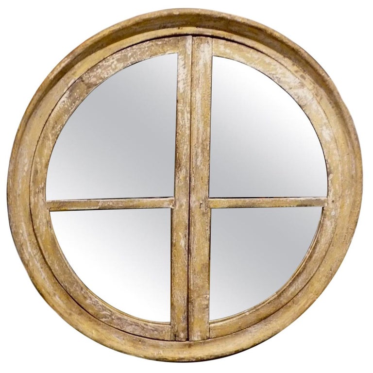France 17th Century Round Wooden Frame Window/Mirror For Sale at 1stDibs