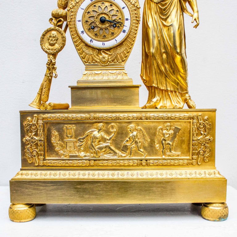 France, circa 1810 -1820 Table Clock with a Handmaid Mercury Gilded ...