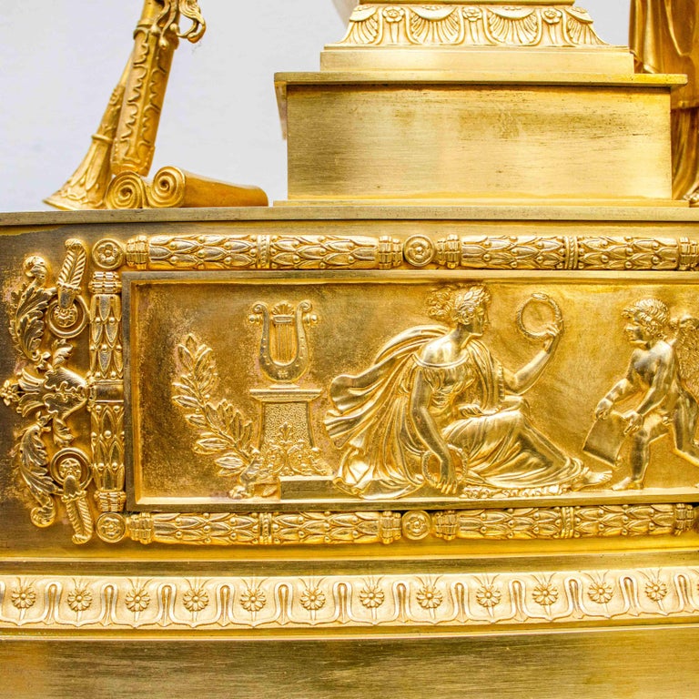France, circa 1810 -1820 Table Clock with a Handmaid Mercury Gilded ...