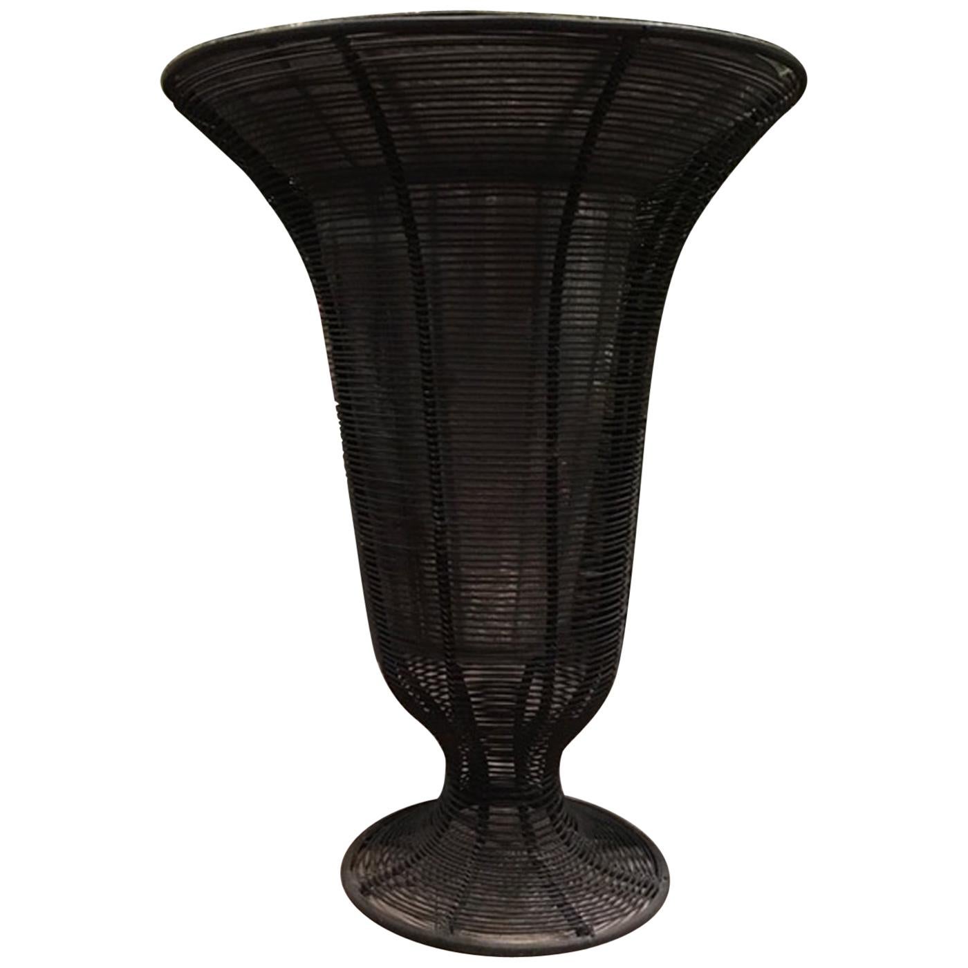 Spanish Iron Inlaid with Gold Vase For Sale at 1stDibs