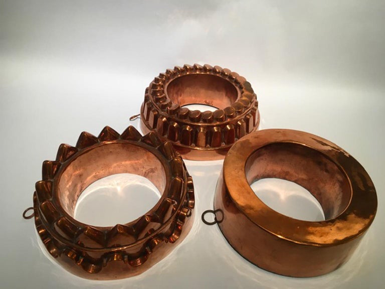 France Late 18th Century Set 3 Kitchen Copper Pudding Molds for Wall ...
