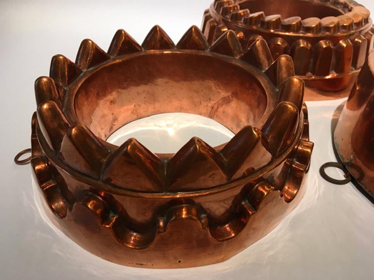 France Late 18th Century Set 3 Kitchen Copper Pudding Molds for Wall ...