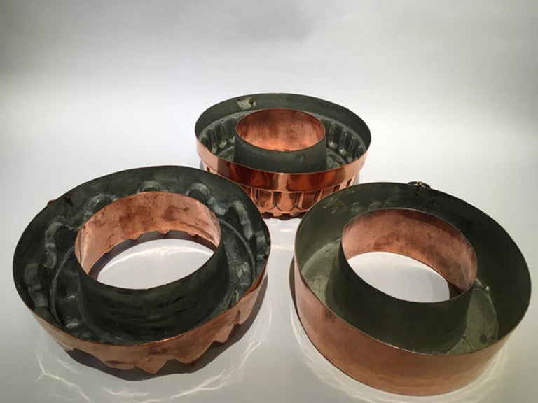 France Late 18th Century Set 3 Kitchen Copper Pudding Molds for Wall ...