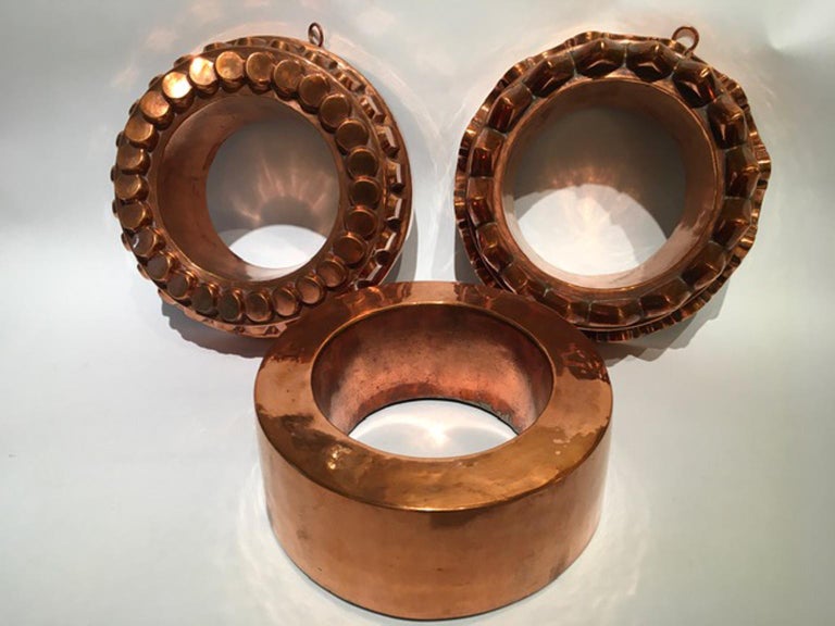 France Late 18th Century Set 3 Kitchen Copper Pudding Molds for Wall ...