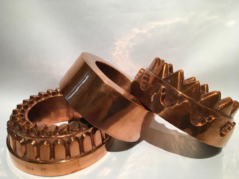 France Late 18th Century Set 3 Kitchen Copper Pudding Molds for Wall ...