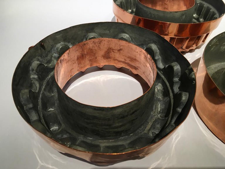 France Late 18th Century Set 3 Kitchen Copper Pudding Molds for Wall ...