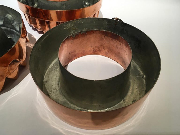 France Late 18th Century Set 3 Kitchen Copper Pudding Molds for Wall ...