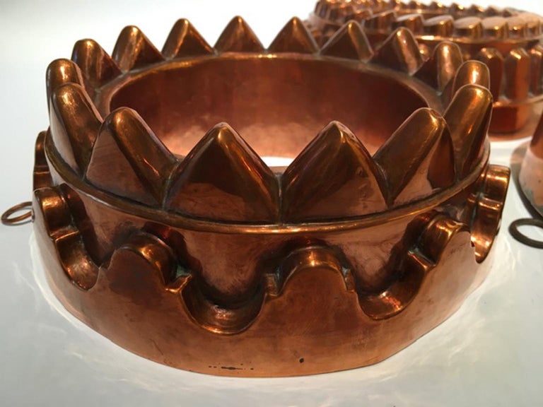 France Late 18th Century Set 3 Kitchen Copper Pudding Molds for Wall ...