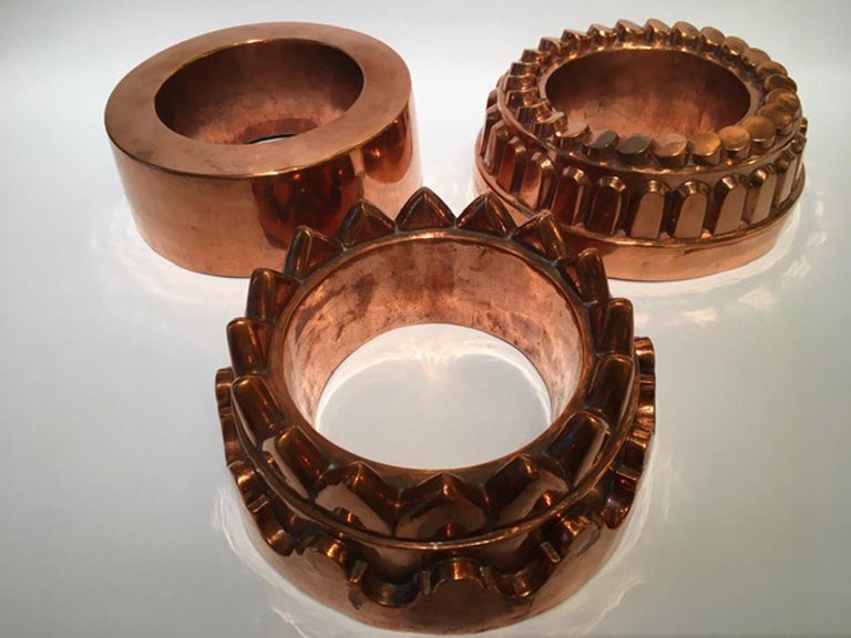 France Late 18th Century Set 3 Kitchen Copper Pudding Molds for Wall ...