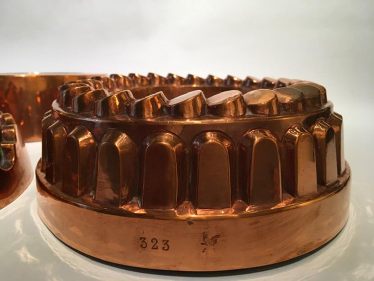 France Late 18th Century Set 3 Kitchen Copper Pudding Molds for Wall ...
