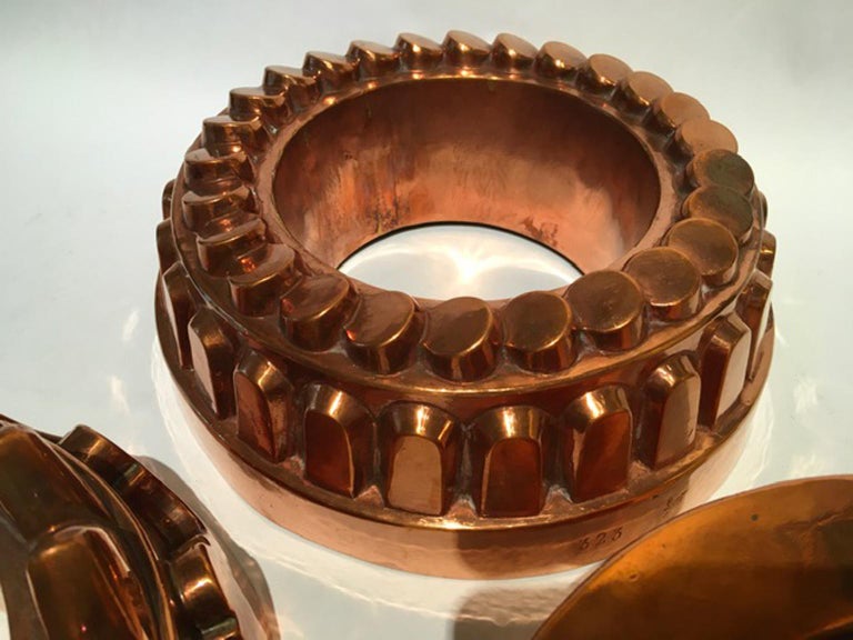 France Late 18th Century Set 3 Kitchen Copper Pudding Molds for Wall ...