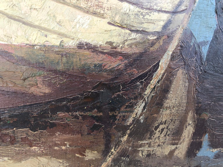 Francesc Poch Romeu - Boats on the beach Menorca Spain oil on canvas ...