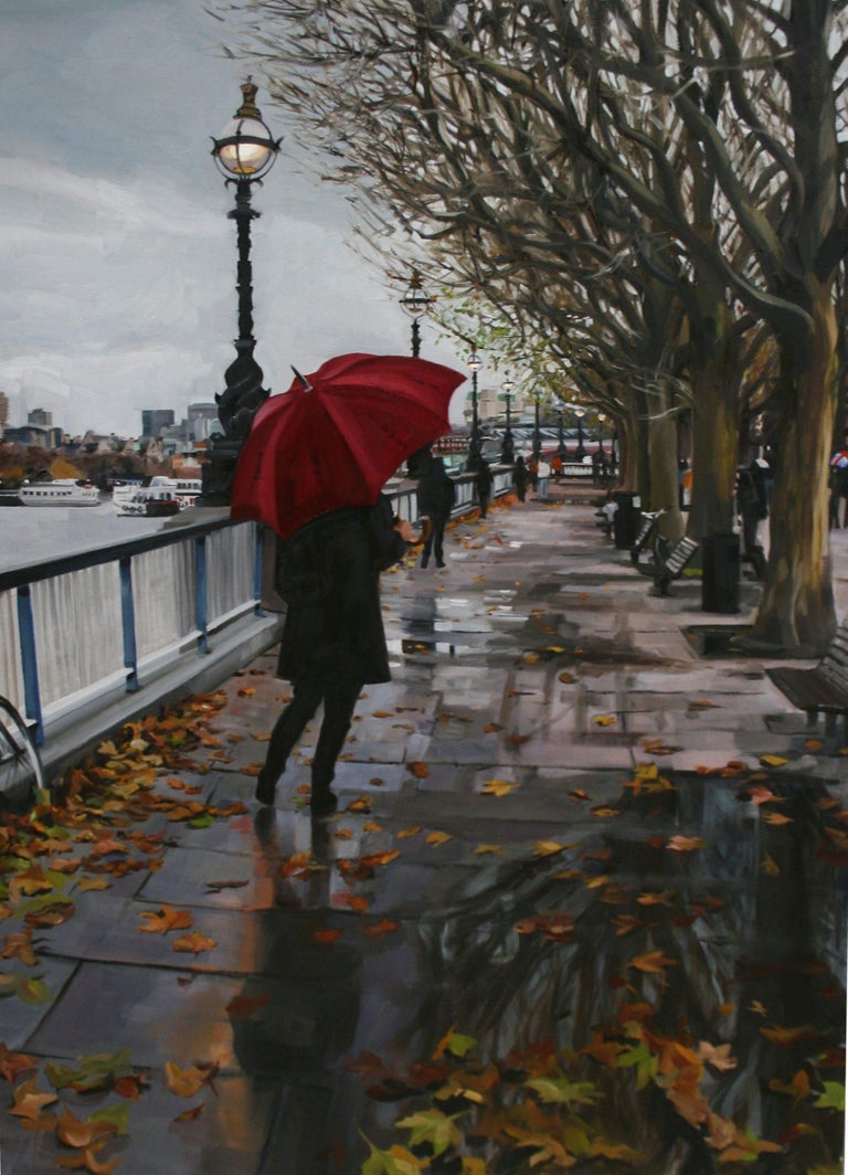 Francesca Currie - Walking in the Rain - original london figurative ...