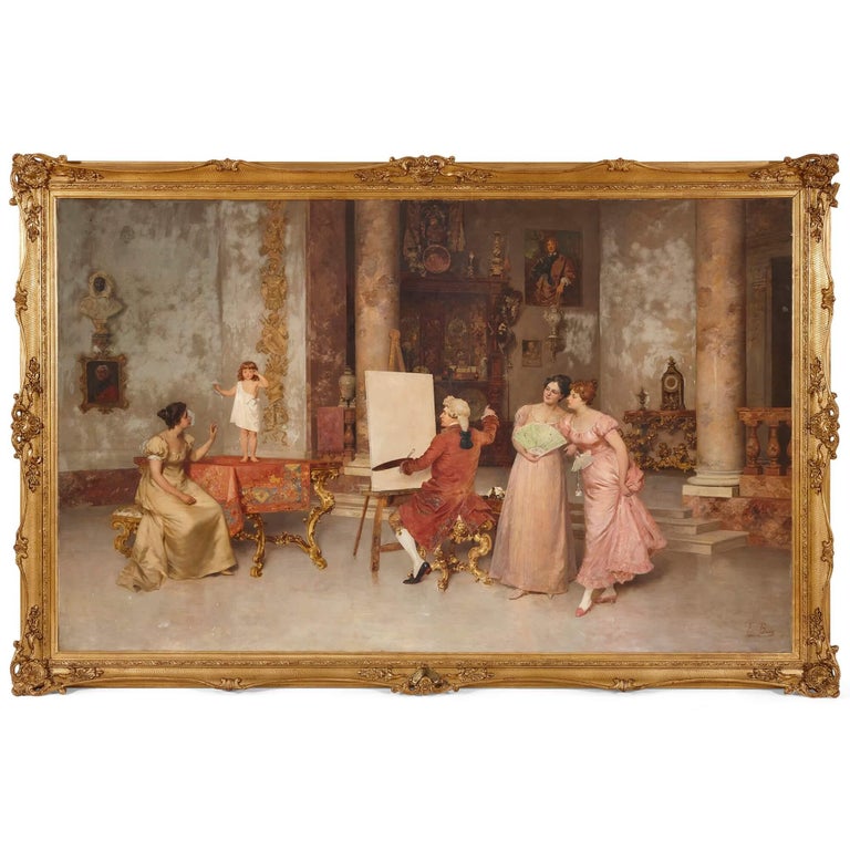 Francesco Beda - Large Italian genre painting of 'The Little Model' by ...