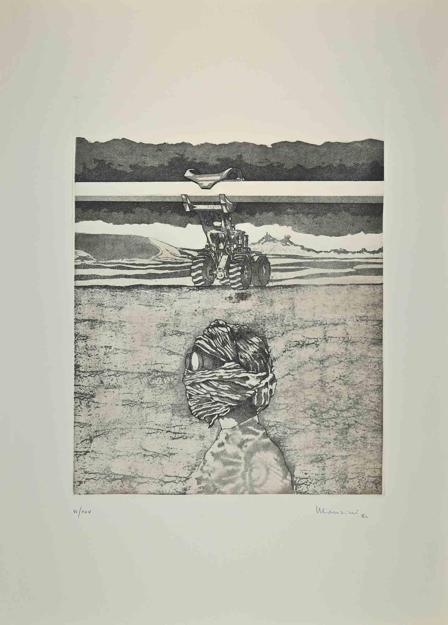 Francesco Manzini - Building Site - Original Etching by Francesco ...