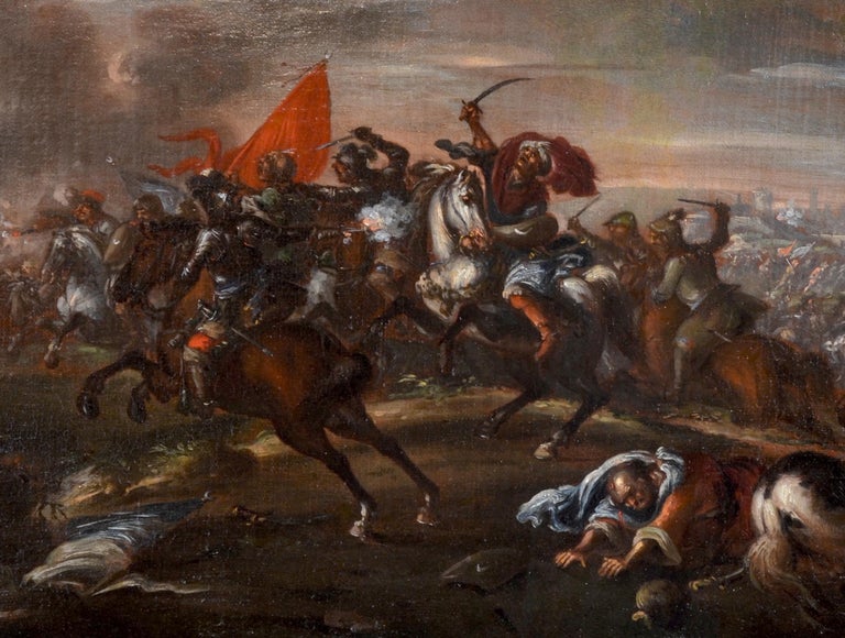 Francesco Maria Raineri - Battle Of Cavalry Paint Oil on canvas 17th ...