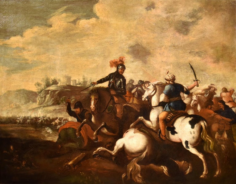 Battle Brescianino Paint Oil on canvas Old master 17/18th Century ...