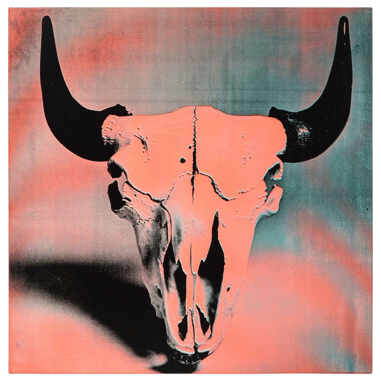 Francesco Scavullo Bovine Skull, Screenprint on Canvas, Coral, Black ...