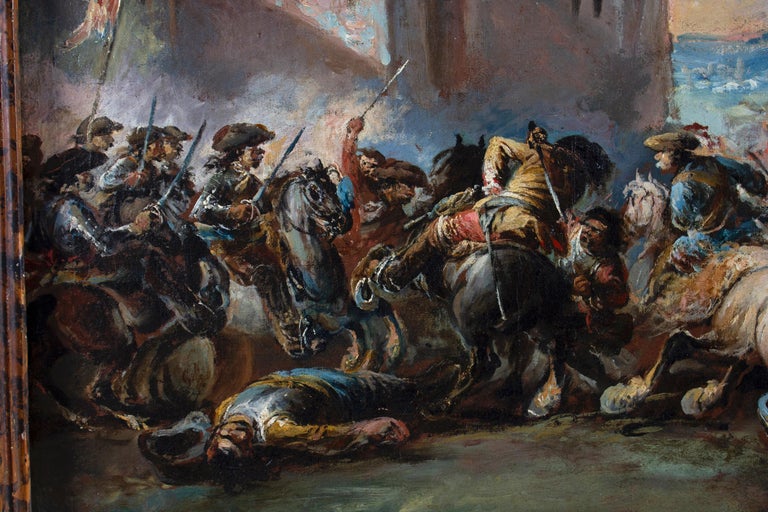Dramatic Battle Scene Outside a Castle, a Town beyond 1730' For Sale at ...