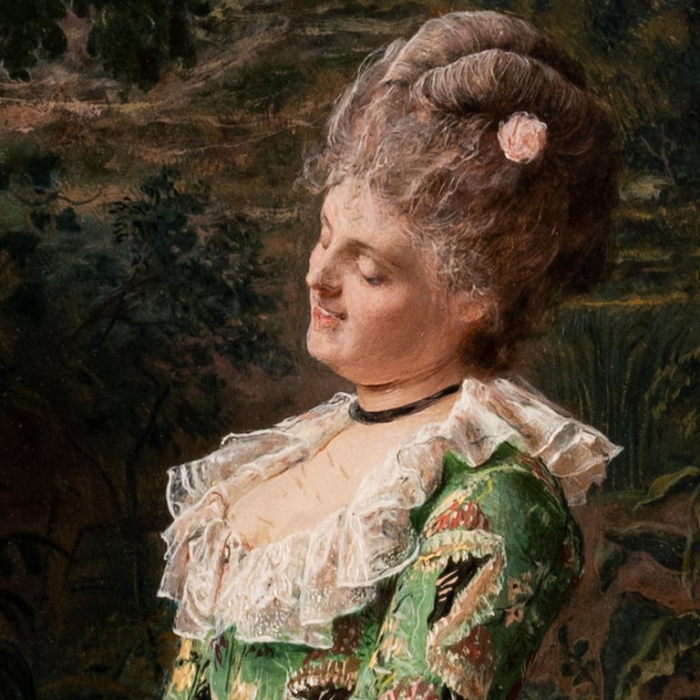 Francesco Vinea - Antique Italian Oil on Panel Painting Costume Genre ...