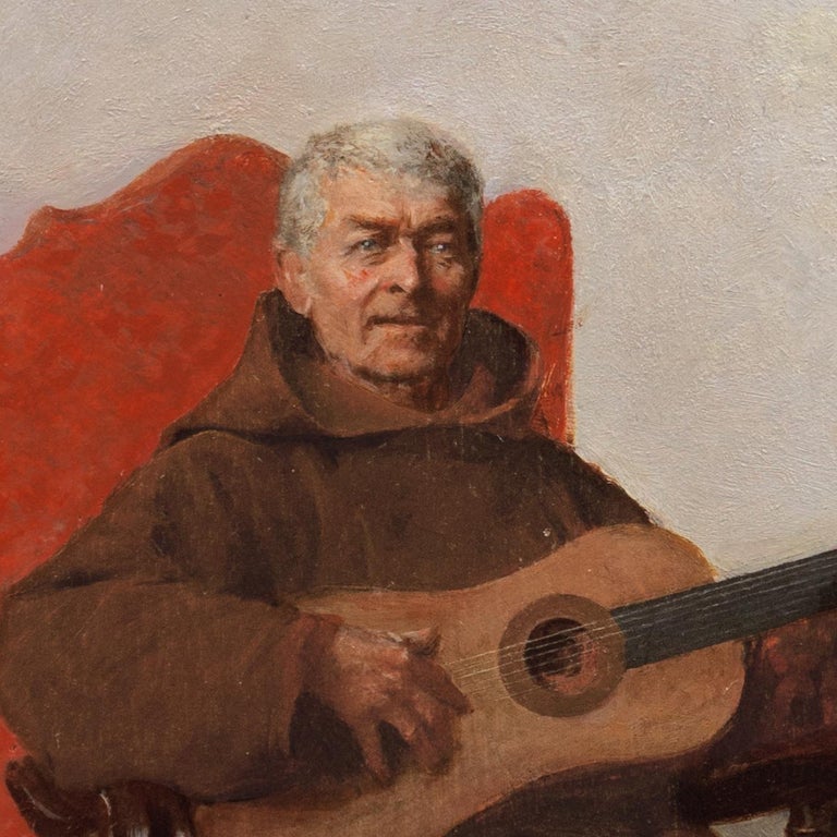 Francesco Vinea - 'Franciscan Monk Playing Guitar', Florence Fine Arts ...