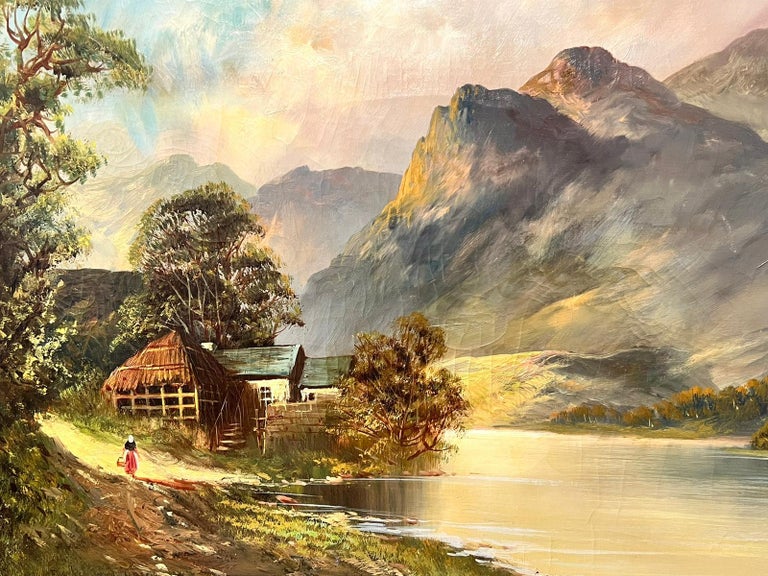 Francis E. Jamieson - Antique Scottish Oil Painting Highland Loch Lady ...