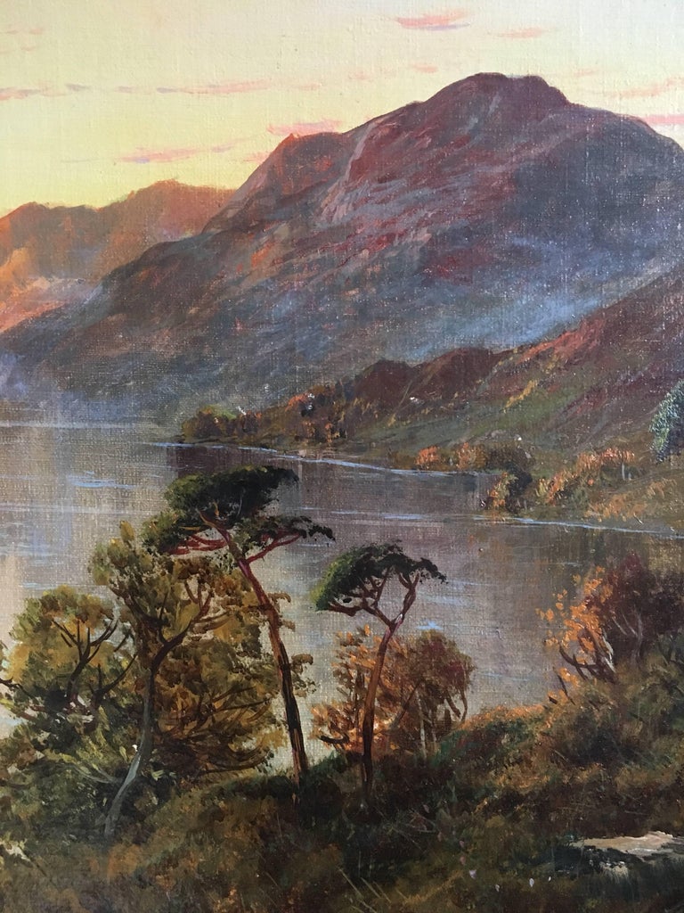 Francis E. Jamieson - Loch Lomond Antique Scottish Oil Painting Sunset ...