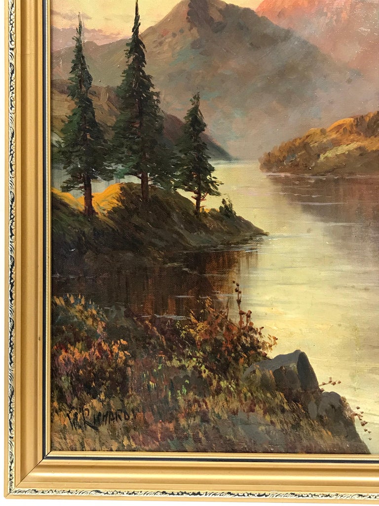 Francis E. Jamieson - Scottish Highland Loch Scene at Sunset, signed ...