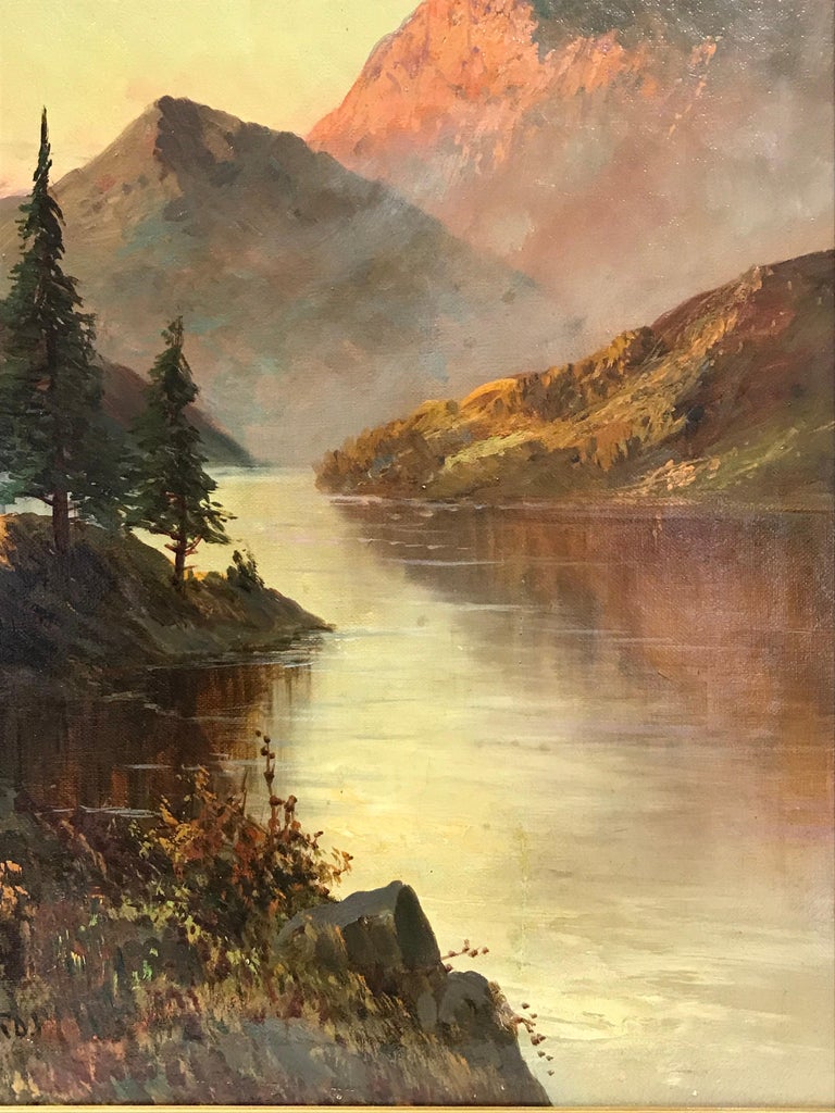 Francis E. Jamieson - Scottish Highland Loch Scene at Sunset, signed ...