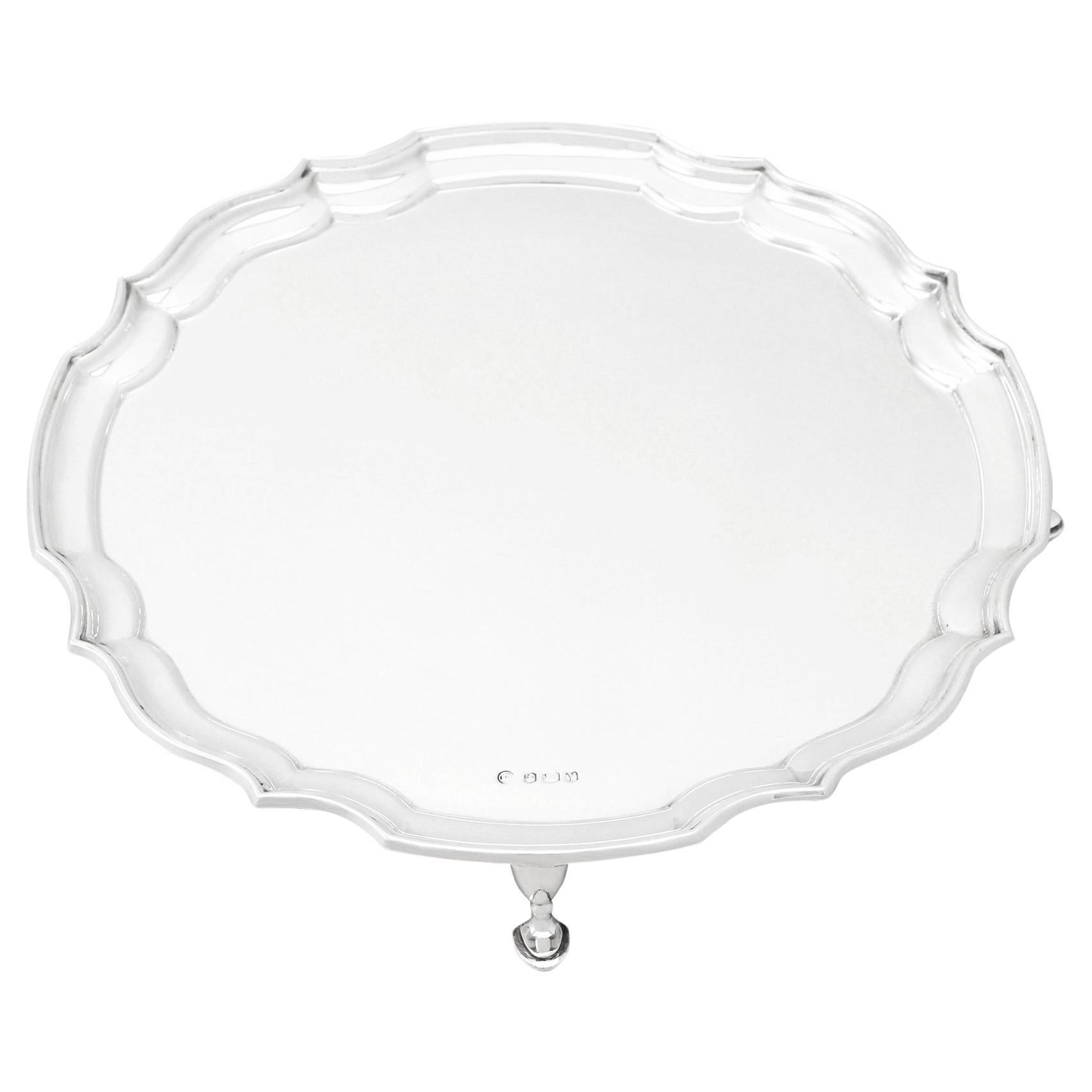 Irish Chippendale Border Sterling Silver Salver by West and Son of ...