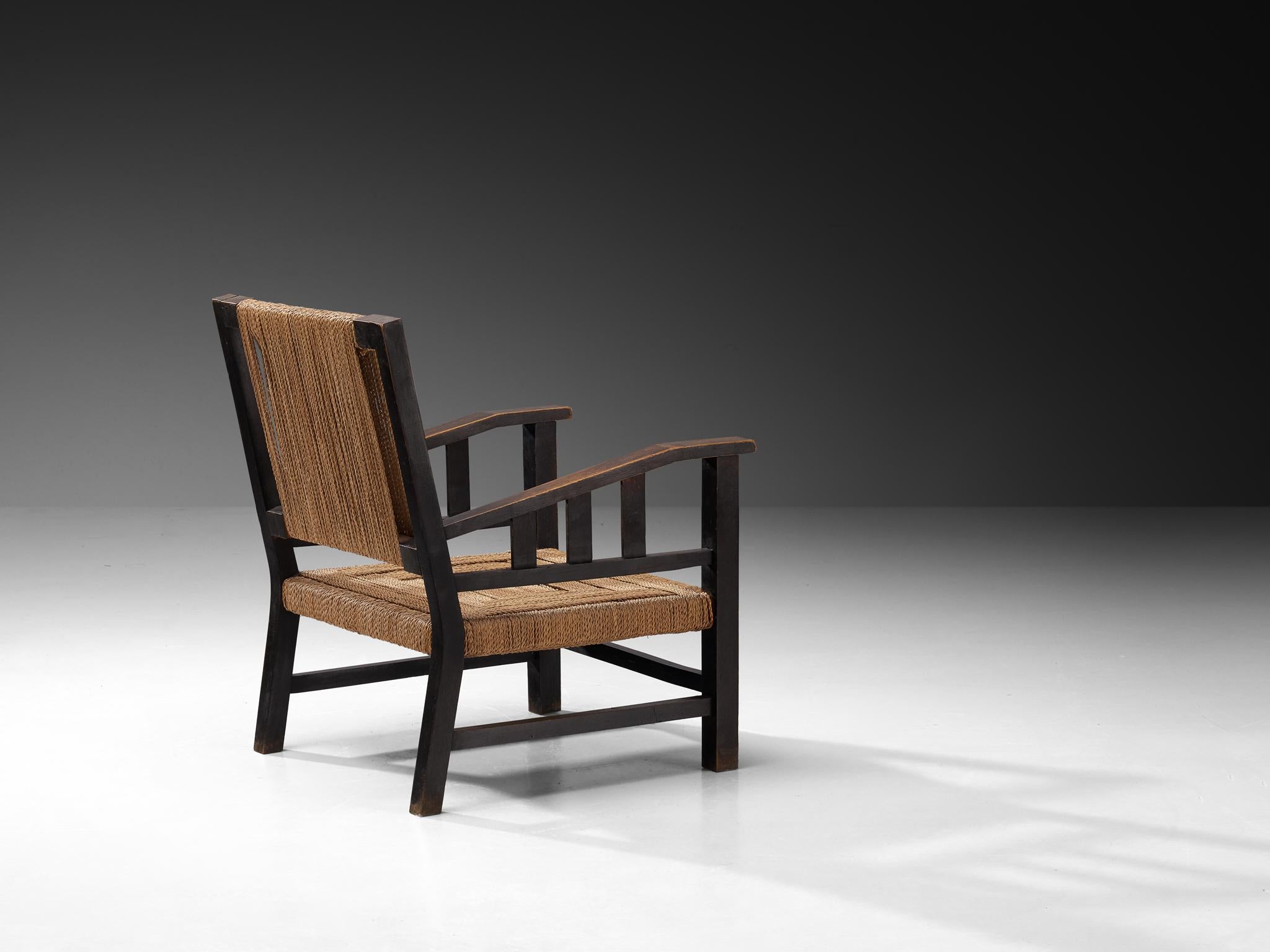 Francis Jourdain Lounge Chairs in Woven Straw and Wood For Sale at 1stDibs