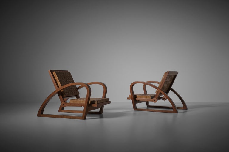 Francis Jourdain Pair of Lounge Chairs and Footstools, France 1920s For ...