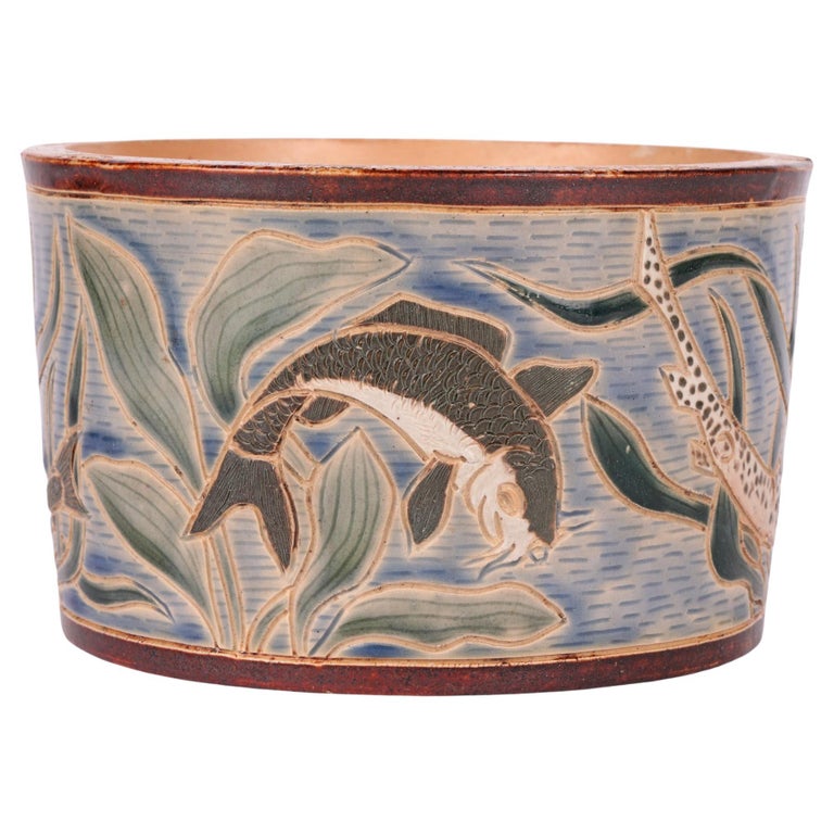 Francis Pope Doulton Lambeth Rare Early Fish Decorated Planter For Sale ...