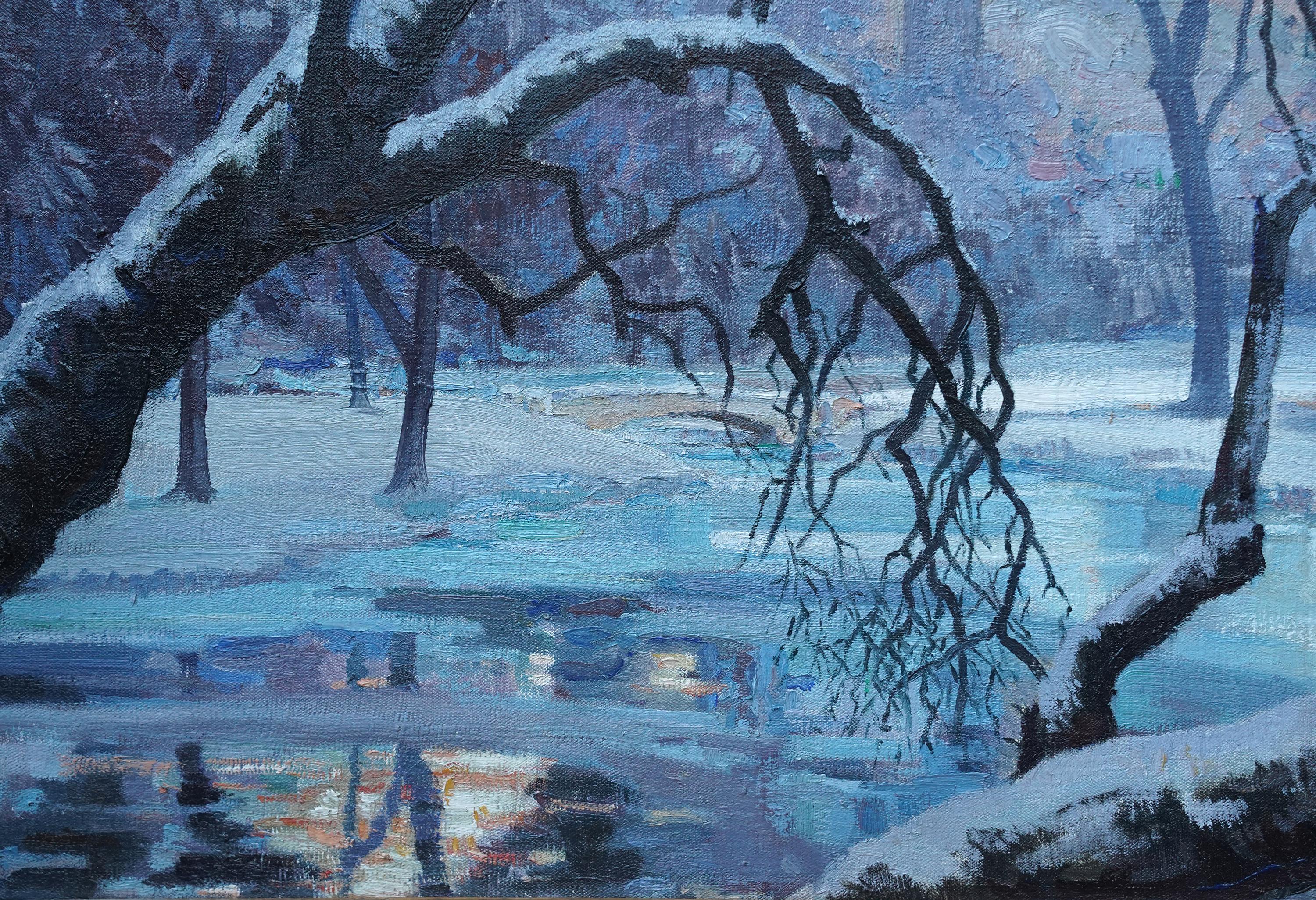 Francis Wynne Thomas - Winter Landscape 1945 - British art snowy river ...