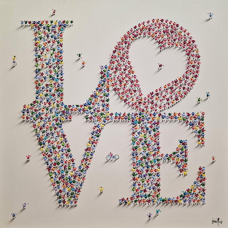Francisco Bartus - Bartus, "Love Heart", 39x39 Colorful Textured 3D ...