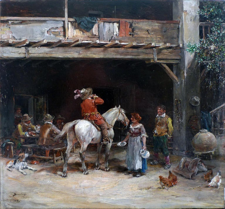 Francisco Domingo Marqués - “Rest in The Tavern”, 19th Century Oil on ...