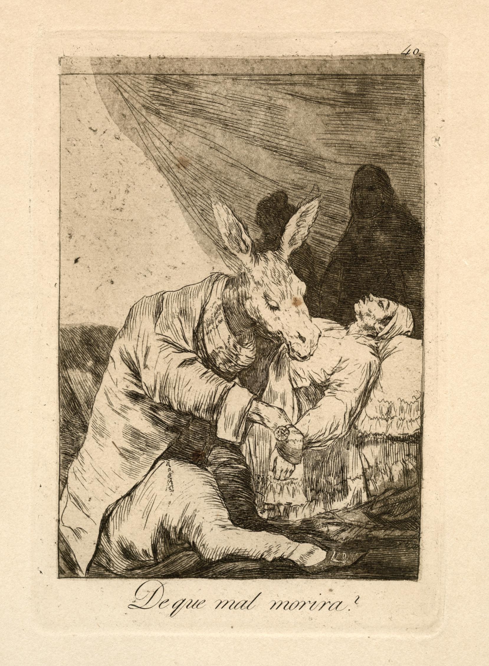 Francisco Goya - Caprichos Plate 40 "De que mal morira?" etching For ...