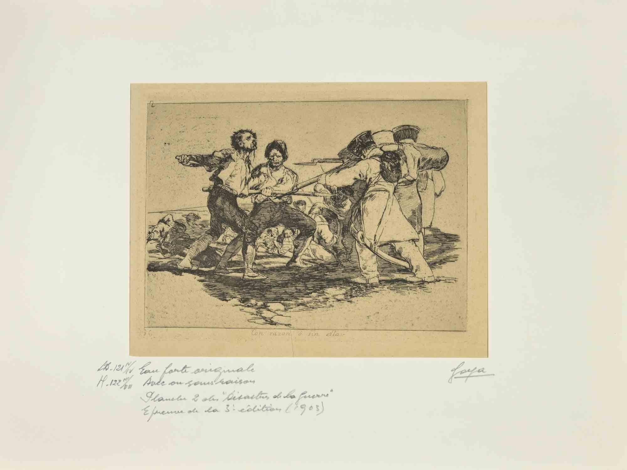 Francisco Goya - Con razon ó sin ella - Etching by Francisco Goya ...